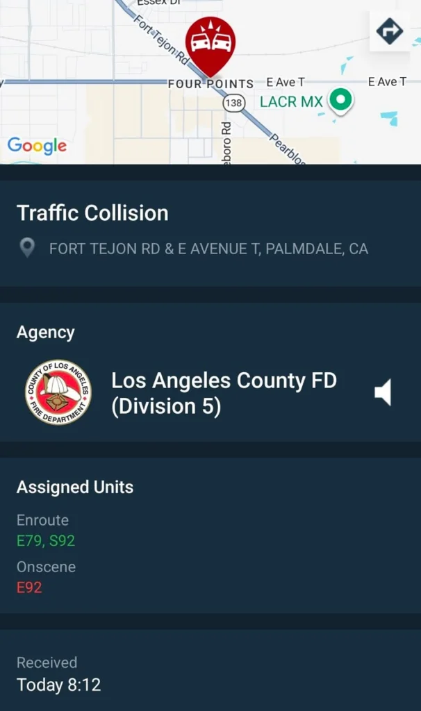 11-79….Avenue T and Ft Tejon Road….two vehicle collsion, light pole ...